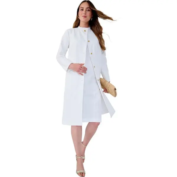 JESSICA LONDON Swing Jacket With Sheath Dress - White