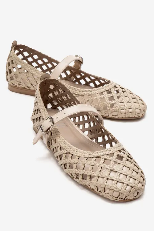 PROLOGUE SHOES Doux Woven Ballet Flat - Beige