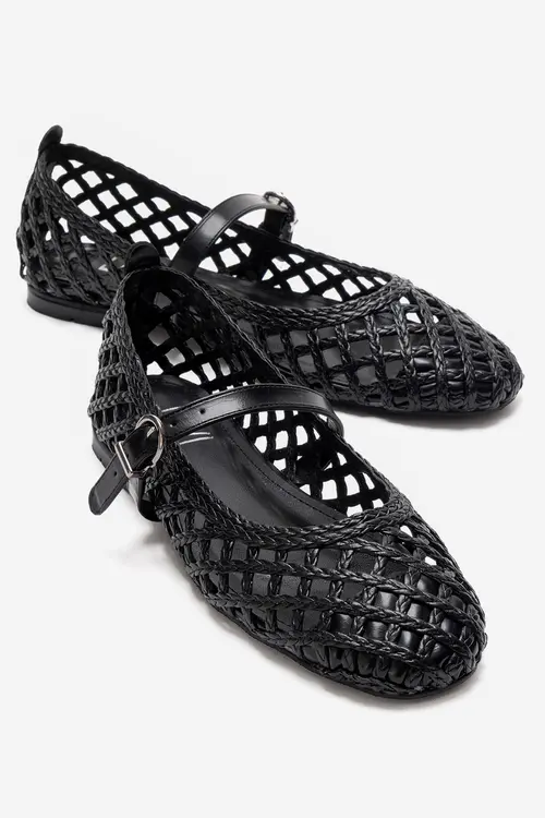 PROLOGUE SHOES Doux Woven Ballet Flat - Black