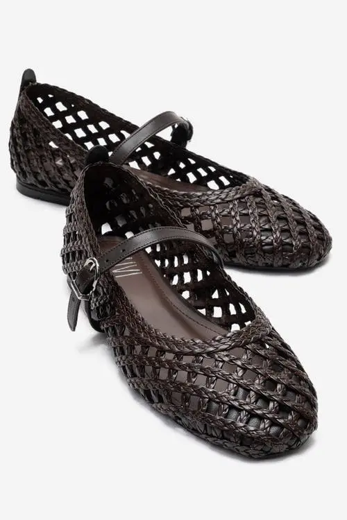 PROLOGUE SHOES Doux Woven Ballet Flat - Brown