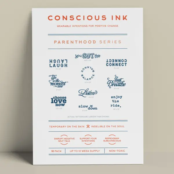 CONSCIOUS INK Parenthood Manifestation Temporary Tattoo Variety Pack - Black