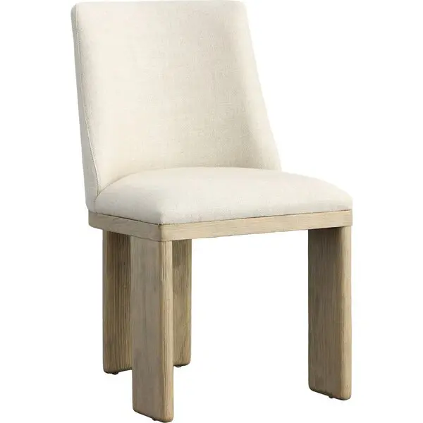 DOVETAIL FURNITURE Cora Linen Upholstered Dining Chair With Ash Wood Frame - Beige