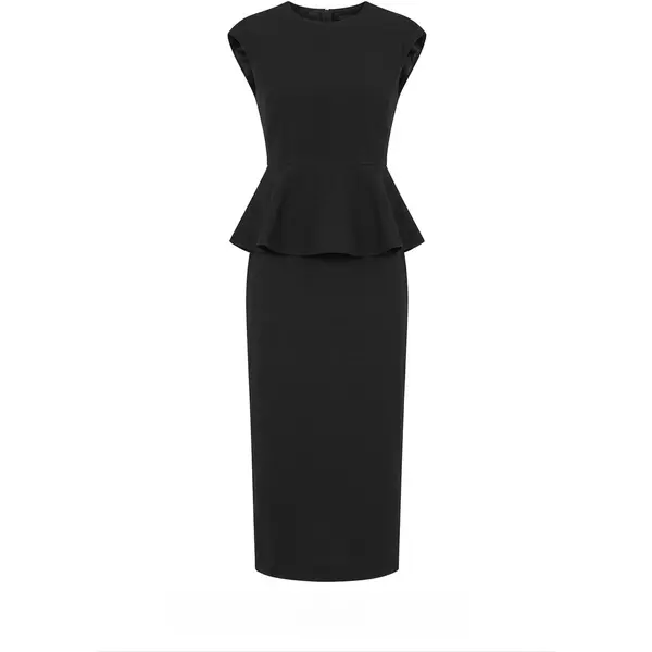 MODENAIRE Sleeveless Peplum Top And Tailored Midi Skirt Set