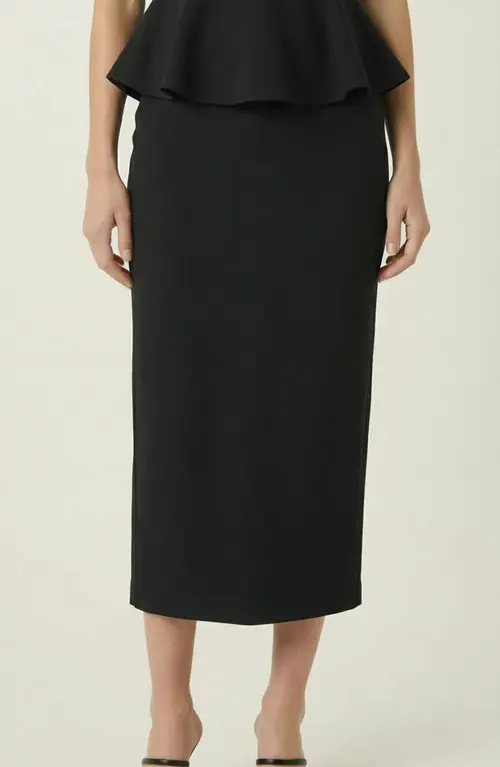 MODENAIRE Sleeveless Peplum Top And Tailored Midi Skirt Set