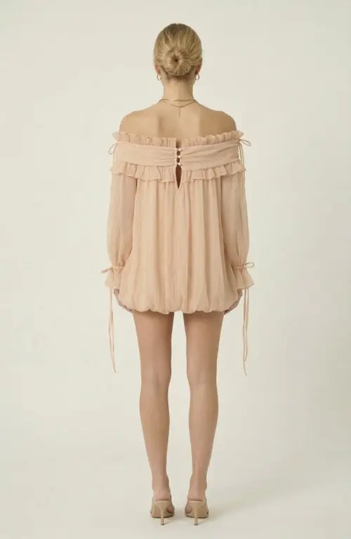 MODENAIRE Off-shoulder Ruffle Mini Dress