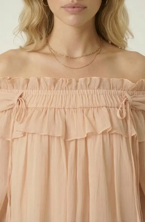 MODENAIRE Off-shoulder Ruffle Mini Dress