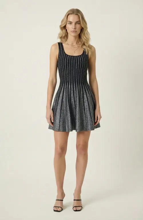 MODENAIRE Sleeveless Knit Mini Dress - Black/silver