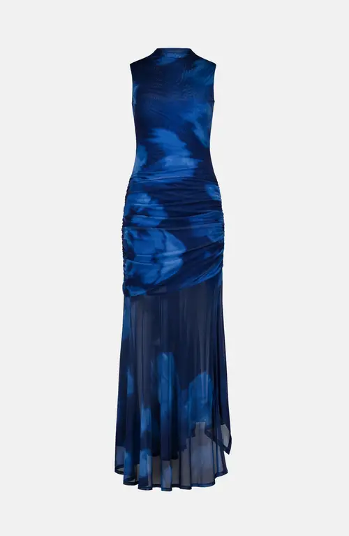 SAEMDI Mara Mesh Maxi Dress - Blue Floral