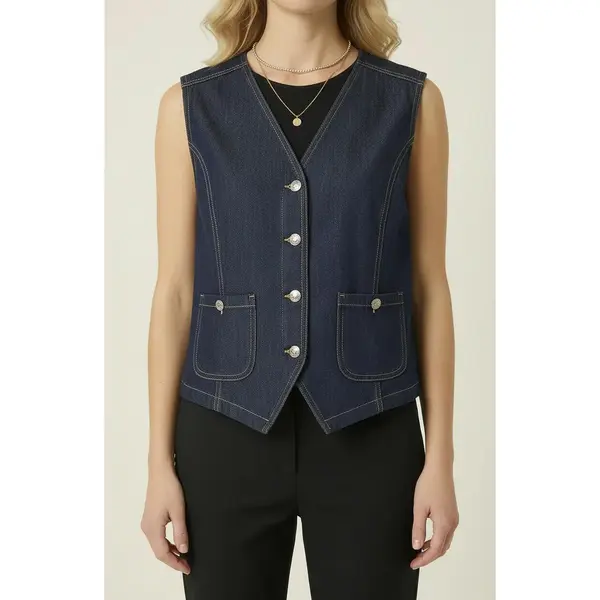 MODENAIRE Denim Vest - Dark Indigo