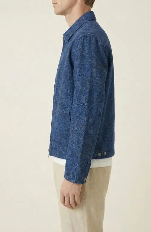 MODENAIRE Textured Zip-up Jacket - Navy