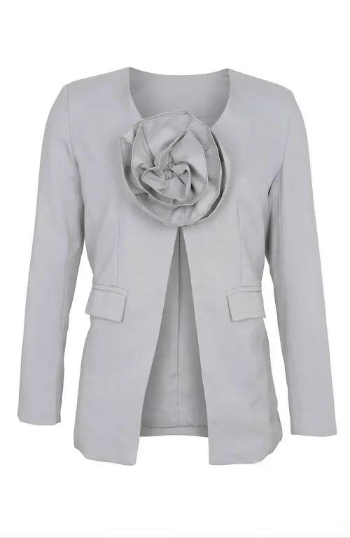 MODENAIRE Tailored Blazer With Rosette Detail - Gray