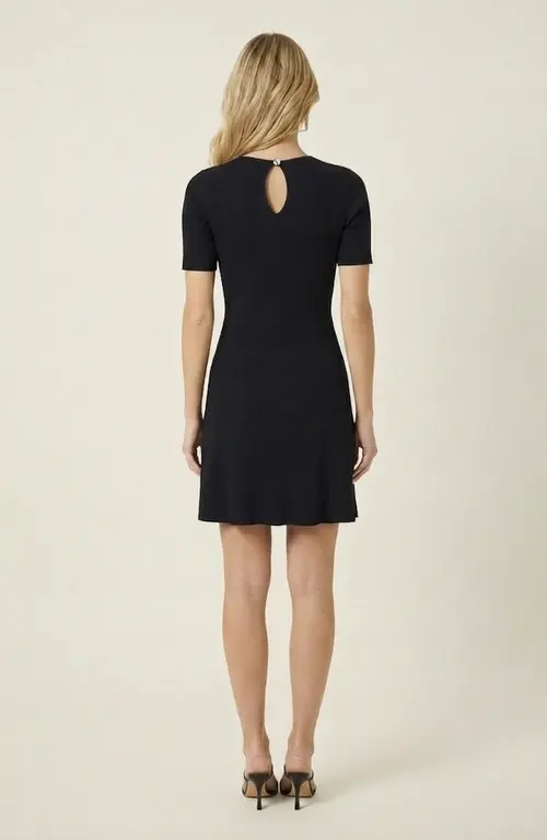 MODENAIRE Ribbed Knit Mini Dress With Stud Detail