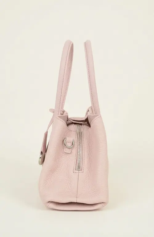 MODENAIRE Top Handle Leather Bag With Ring Accent - Pink