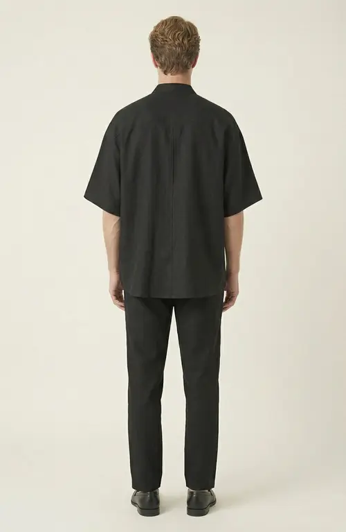 MODENAIRE Band Collar Cotton Shirt