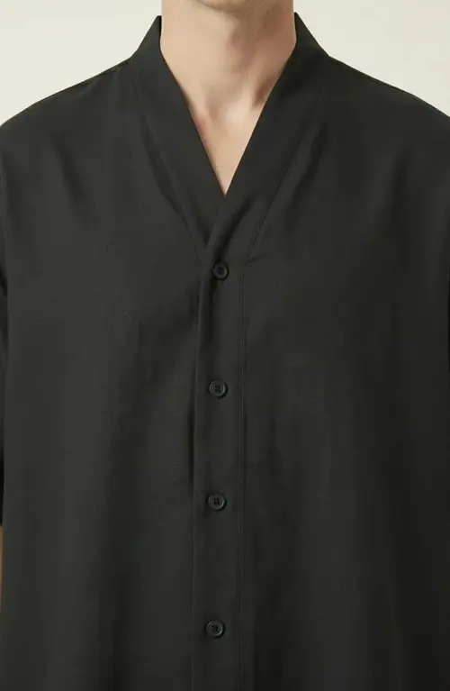 MODENAIRE Band Collar Cotton Shirt