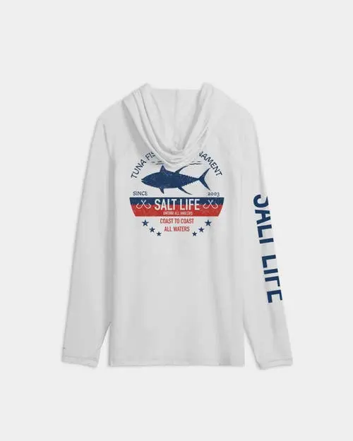 SALT LIFE Tuna Tournament Performance Hoodie - White