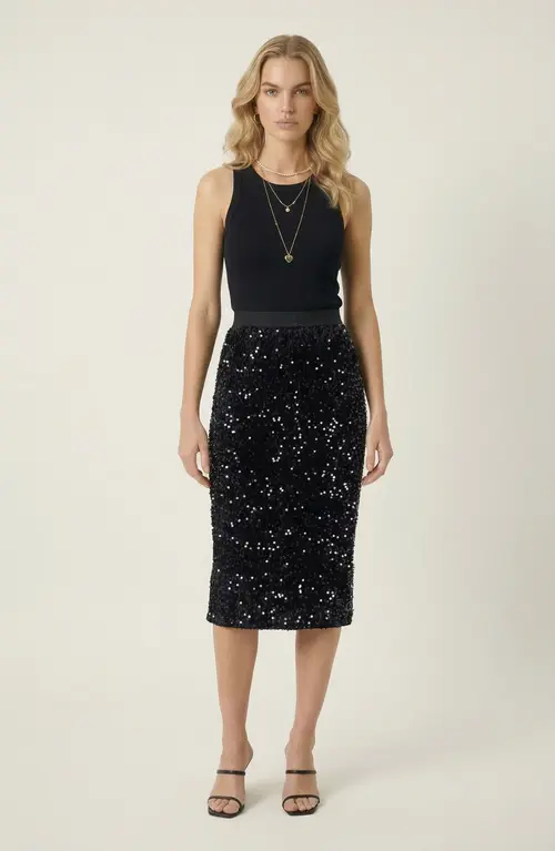MODENAIRE Sequin Midi Pencil Skirt