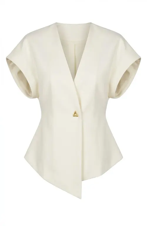 MODENAIRE Textured Wrap Top - Ivory