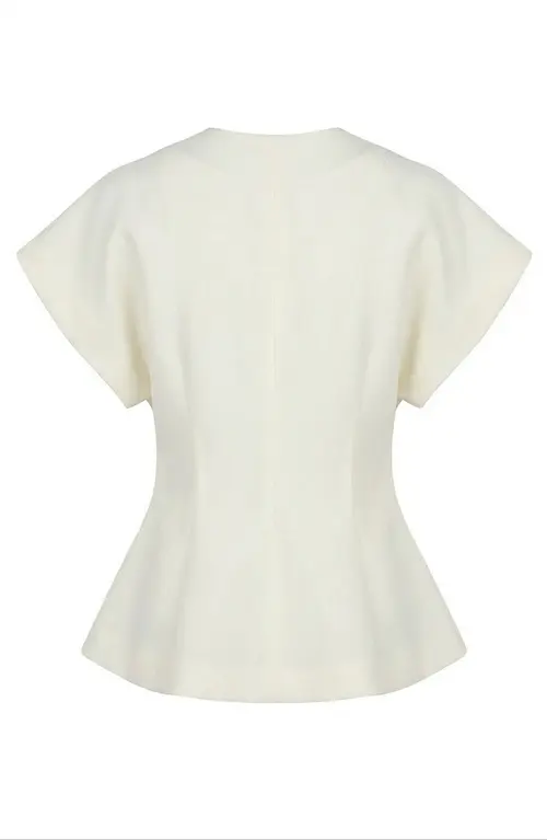 MODENAIRE Textured Wrap Top - Ivory