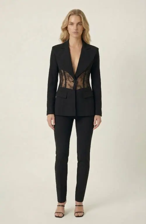 MODENAIRE Lace Paneled Blazer