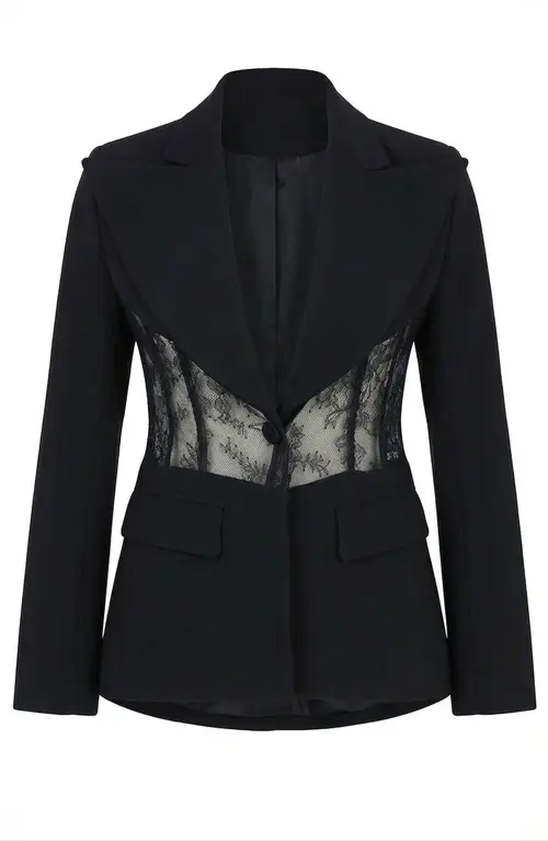 MODENAIRE Lace Paneled Blazer