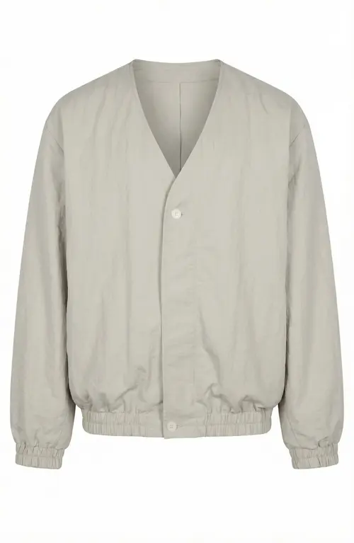 MODENAIRE Lightweight Elastic Hem Bomber Jacket - Light Beige