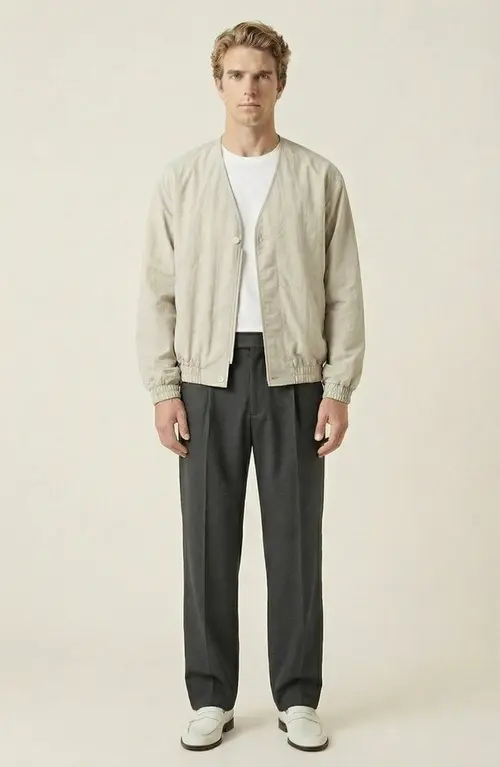 MODENAIRE Lightweight Elastic Hem Bomber Jacket