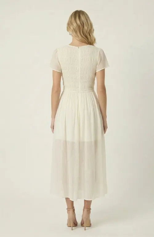 MODENAIRE Sheer Overlay Midi Dress