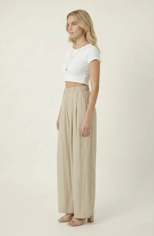 MODENAIRE Wide Leg Pants With Elastic Waist