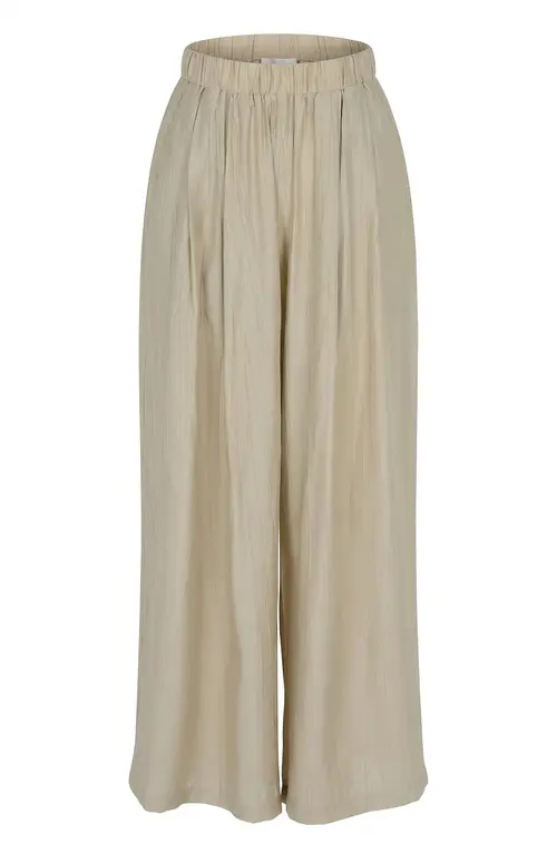 MODENAIRE Wide Leg Pants With Elastic Waist