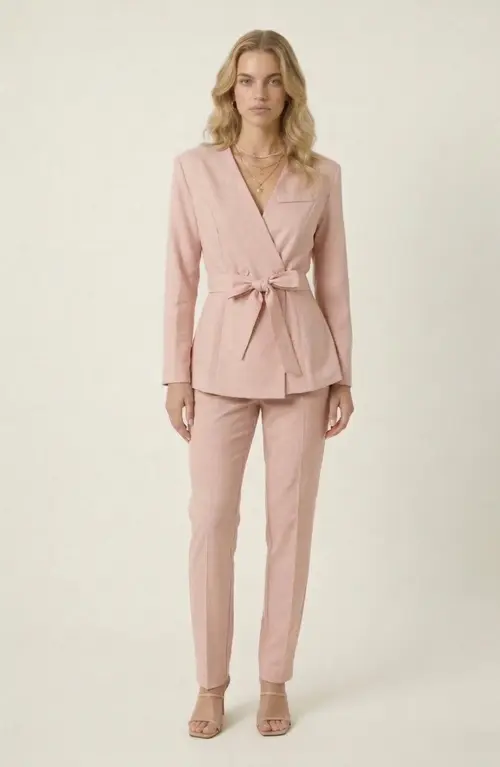 MODENAIRE Wrap Blazer With Tie Belt