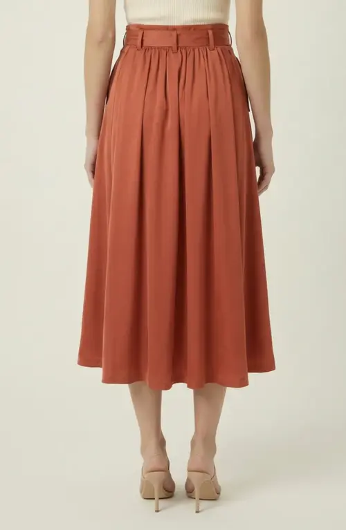 MODENAIRE Midi Skirt With Button-front Closure And Waist Tie