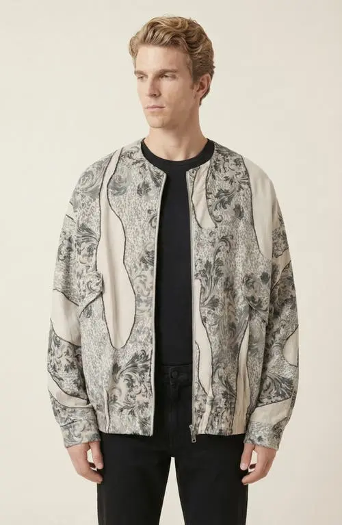 MODENAIRE Printed Zip-front Jacket - Ivory/grey