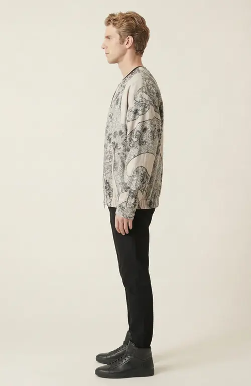 MODENAIRE Printed Zip-front Jacket - Ivory/grey