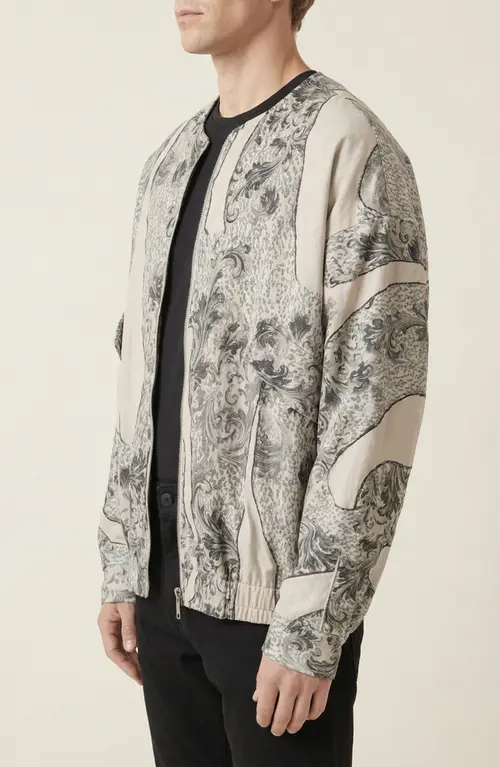 MODENAIRE Printed Zip-front Jacket - Ivory/grey