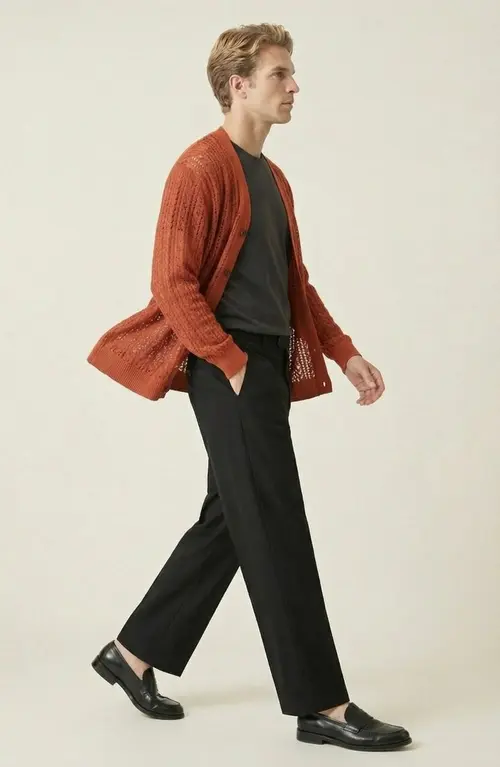 MODENAIRE Open Knit Textured Cardigan