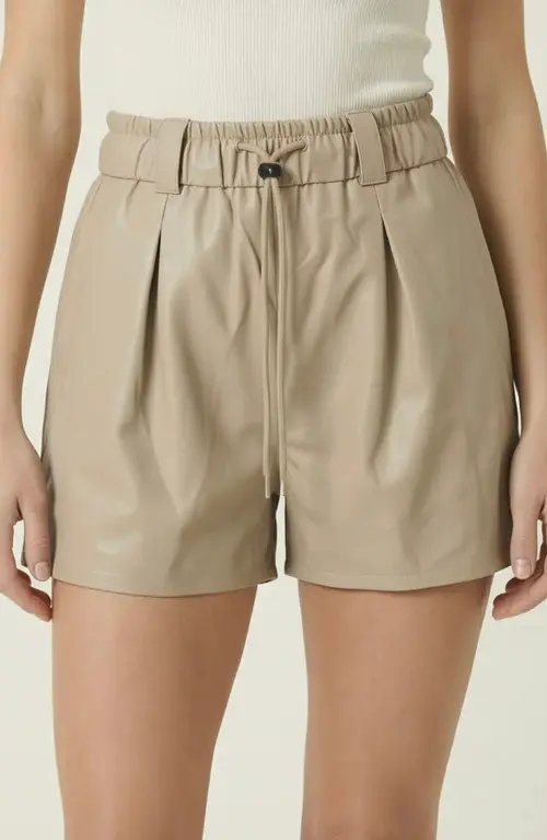 MODENAIRE High-waisted Relaxed Fit Shorts - Beige