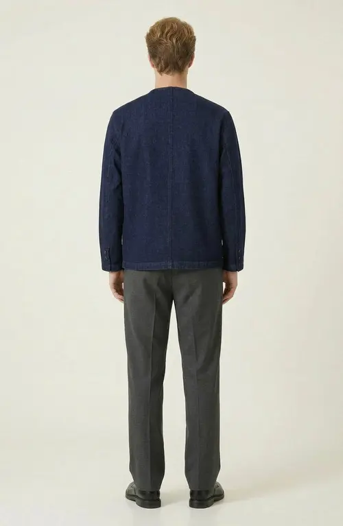 MODENAIRE Collarless Utility Pocket Jacket