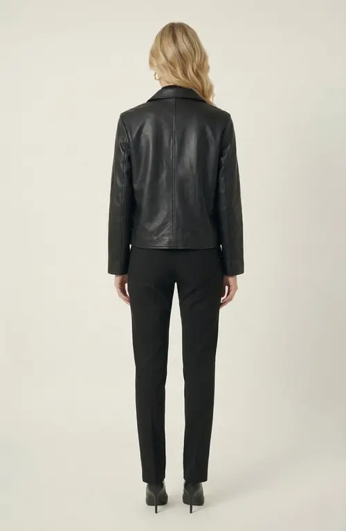 MODENAIRE Leather Button Front Jacket