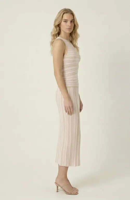 MODENAIRE Striped Knit Tank & Midi Skirt Set