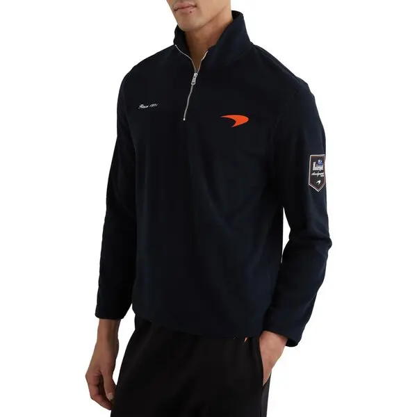 REISS X Mclaren Quarter Zip Pullover - Navy