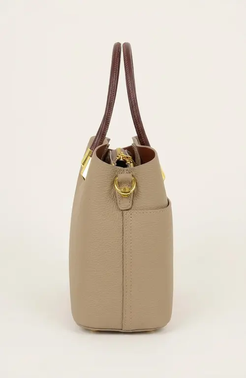 MODENAIRE Structured Leather Tote With Crossbody Strap