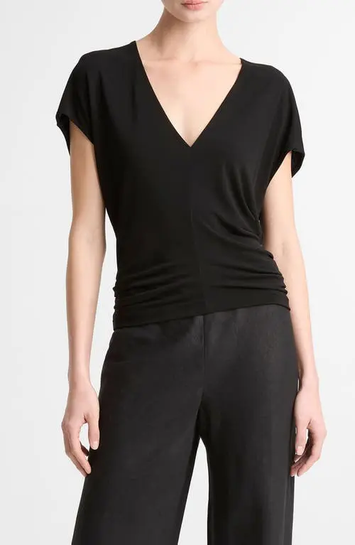 Vince Ruched Dolman Sleeve Top - Black