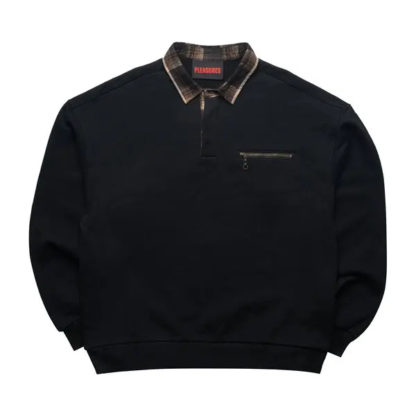 PLEASURES Town Polo Sweatshirt - Black