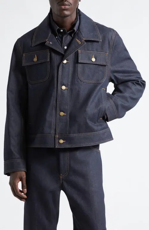 Thom Browne Selvedge Denim Backstrap Utility Jacket - Navy