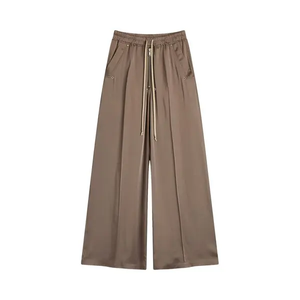 Rick Owens Wide Bela Woven Pants 'dust - Brown
