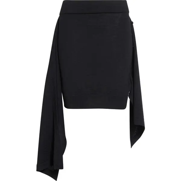 LEMAIRE Button Drape Merino Wool Blend Skirt - Black