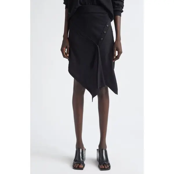 LEMAIRE Button Drape Merino Wool-blend Skirt - Black