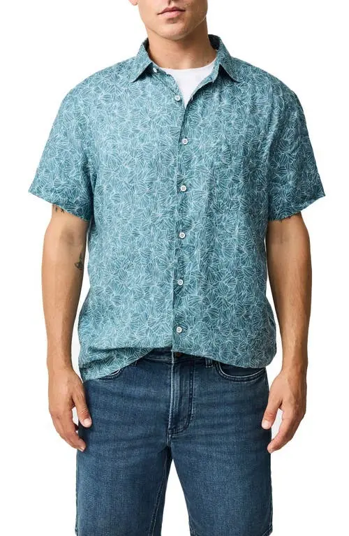 Rodd & Gunn Whitlaker Leaf Print Short Sleeve Linen Button-up Shirt
