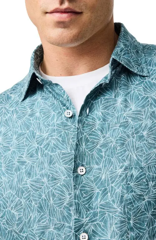 Rodd & Gunn Whitlaker Leaf Print Short Sleeve Linen Button-up Shirt